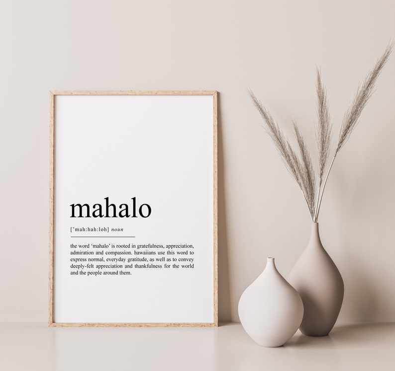 Mahalo Definition Print, Mahalo Poster, Aloha Gift, Hawaiian Wall Decor ...