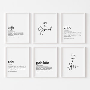 Funny Irish Gifts, Gallery Wall Set of 6 Irish Prints, Irish Art ...