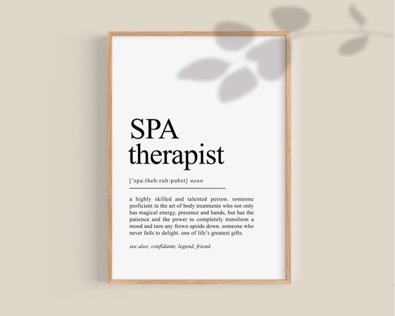 Spa Therapist Definition Print Spa Therapist Gift Massage - Etsy