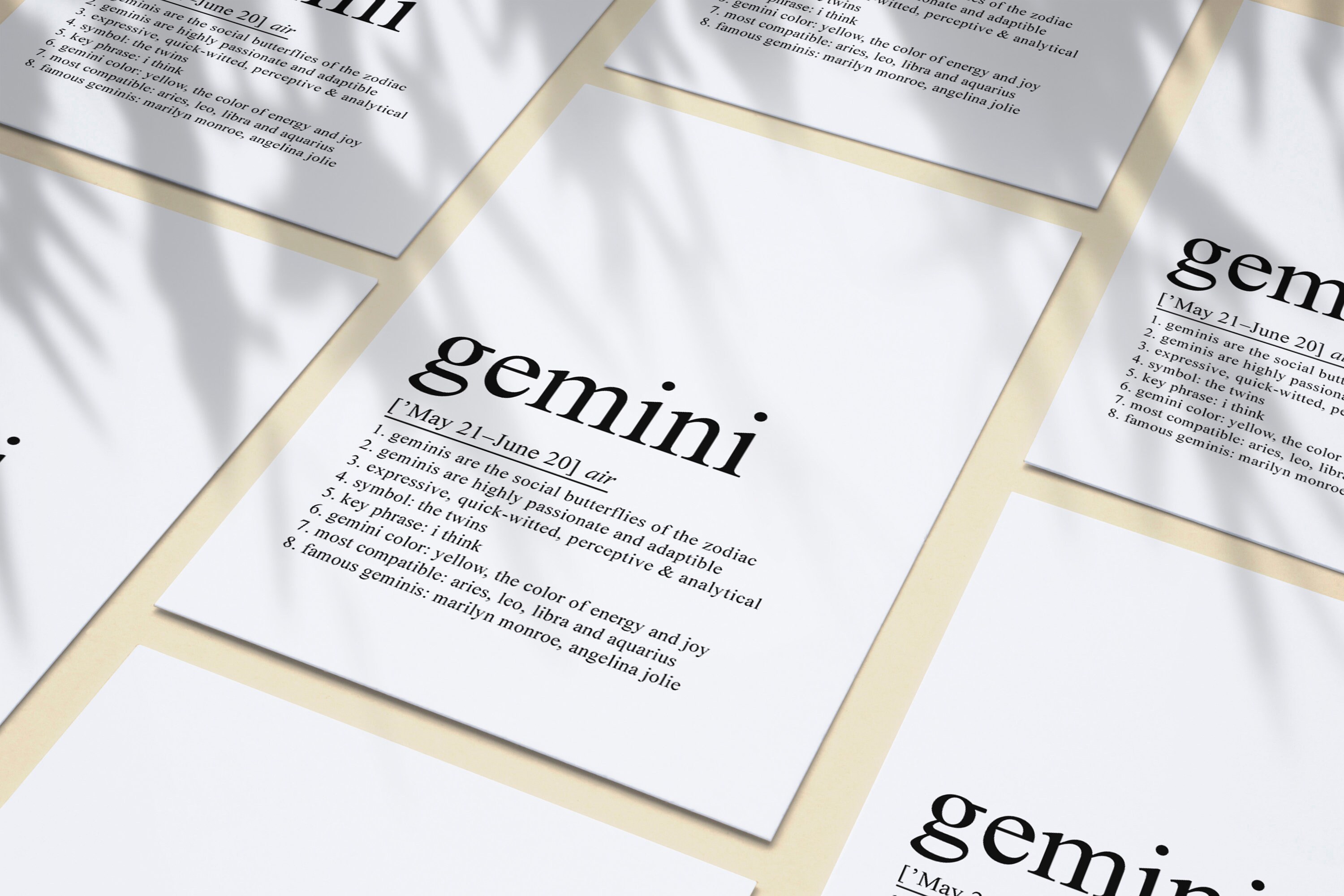 Gemini Definition Print Gemini Gifts Gemini Print Gemini | Etsy