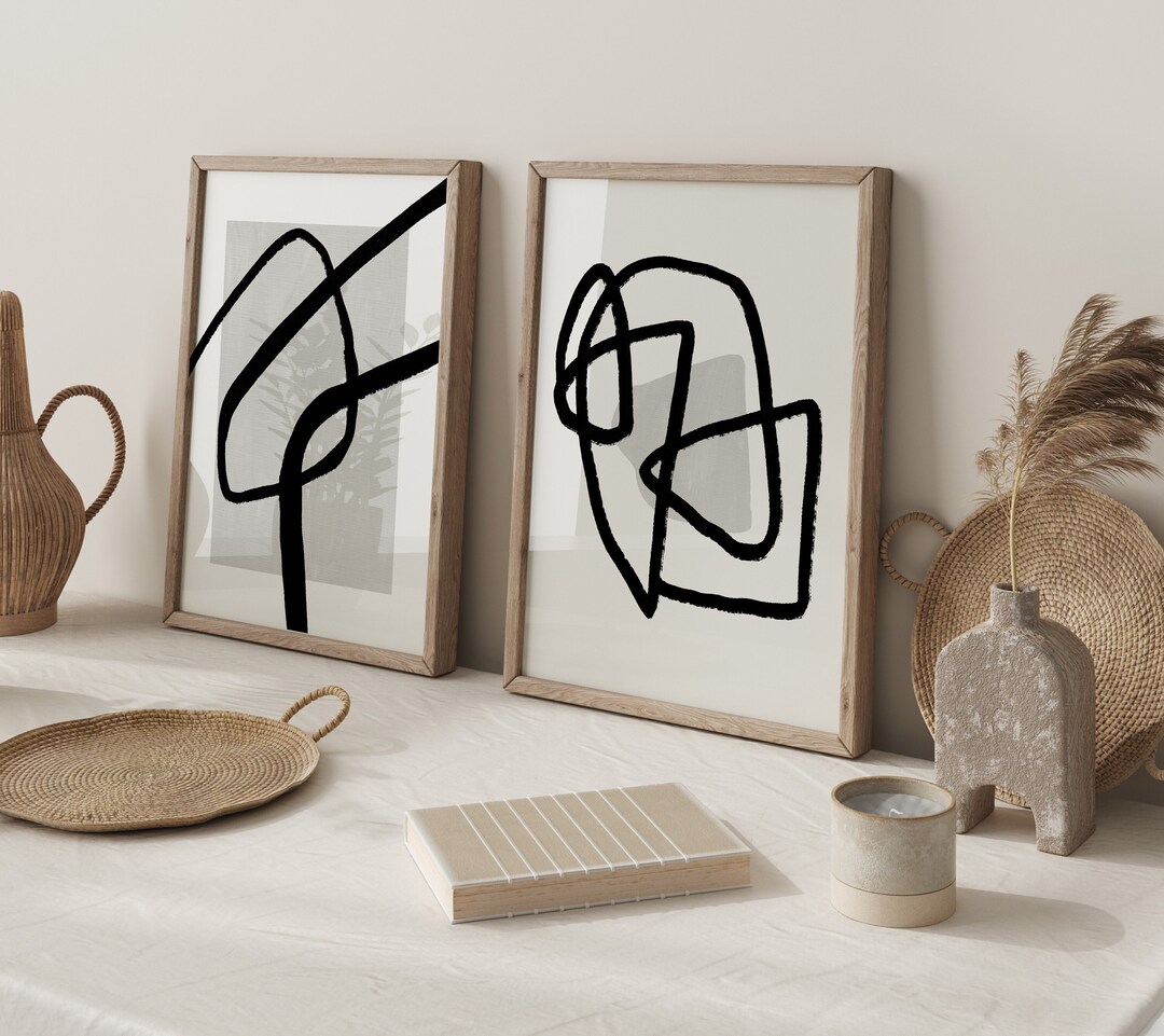 Trendy Wall Prints Set of 2 Scandi Wall Art Posters Abstract Geometric ...