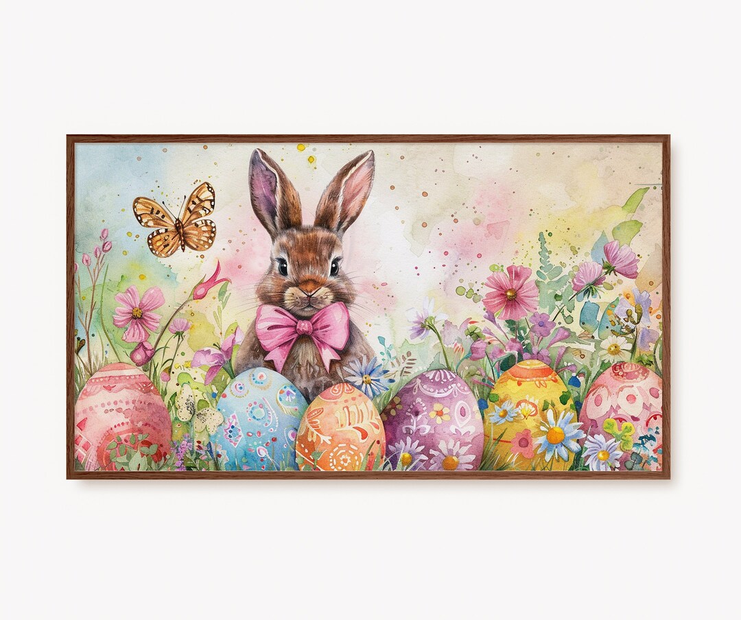 Easter Bunny Frame TV Art Easter Frame TV Art Colorful Easter ...