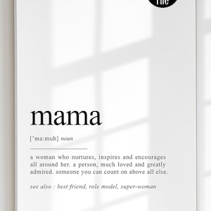 Mama Birthday Gifts, Mama Definition Print, Mom Present, Mamma Quotes ...