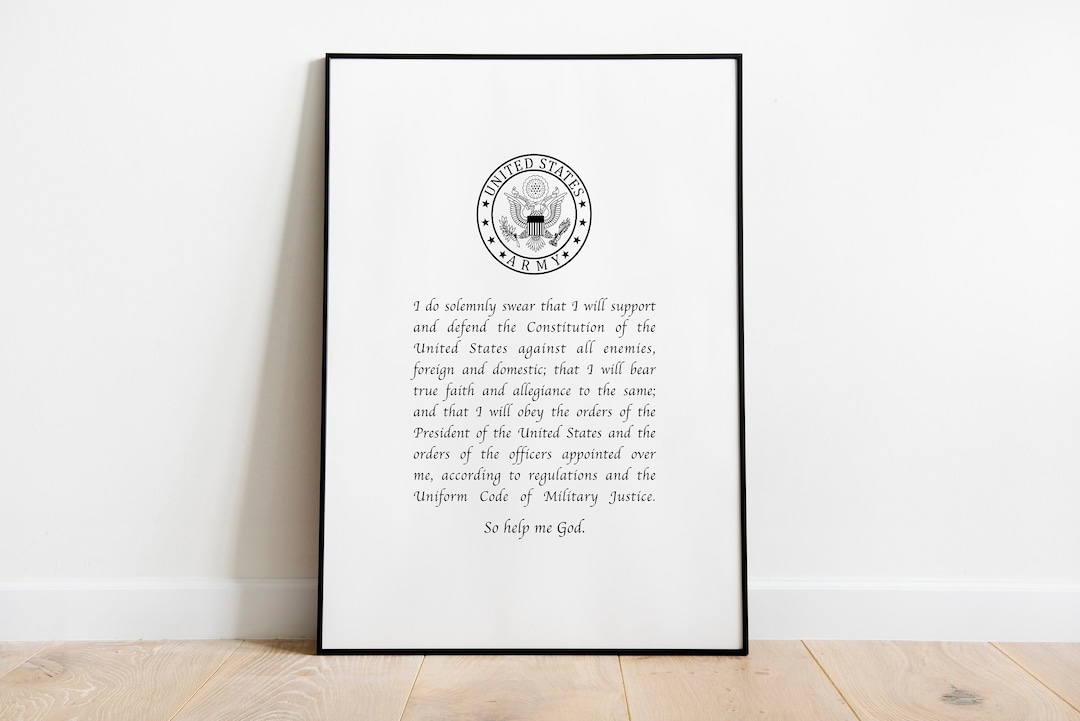Oath of Enlistment Print, US Military Print, US Military Gift, US Armed ...