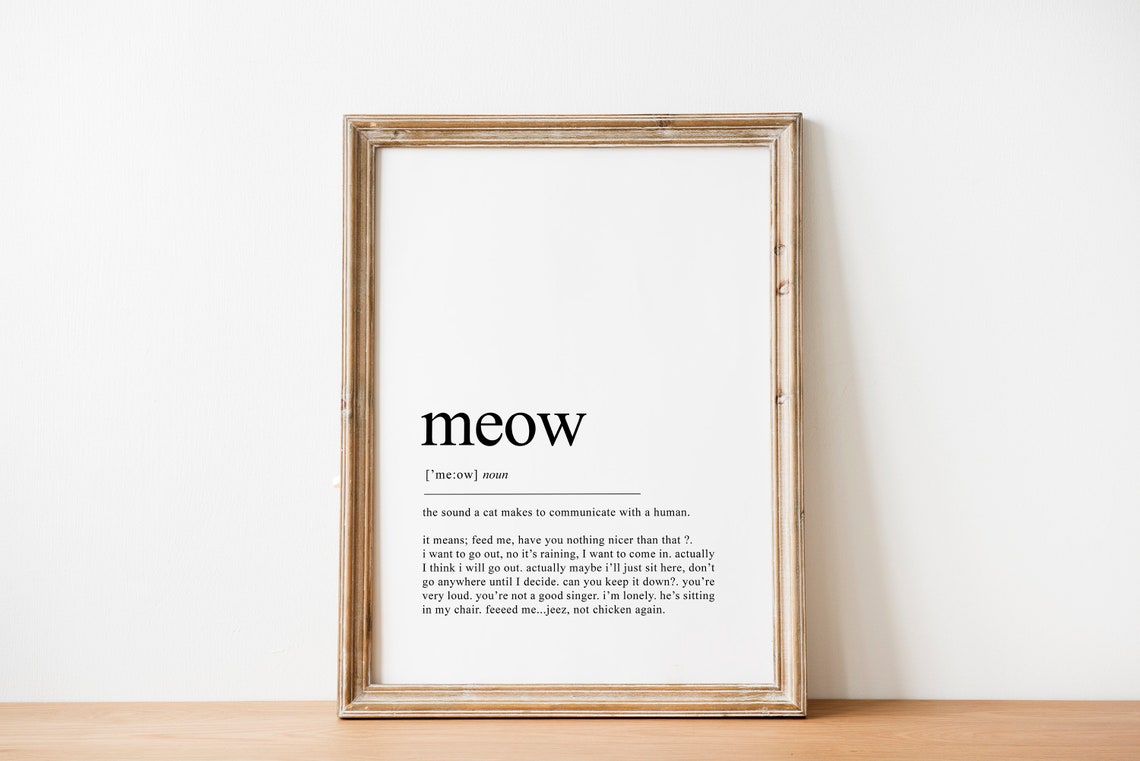 Meow Definition Print, Cat Mom Gift, Cat Art Print, Cat Lover Wall Art ...