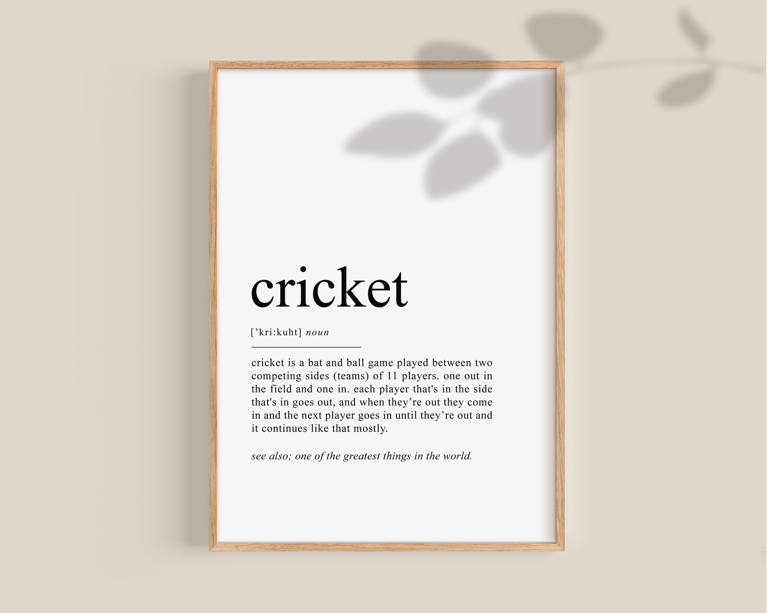 Cricket Definition Print Cricket Poster Cricket Lover Gift - Etsy Australia