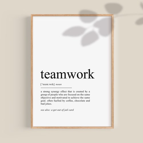 Teamwork Definition Print Teamwork Quote Office Wall Art - Etsy