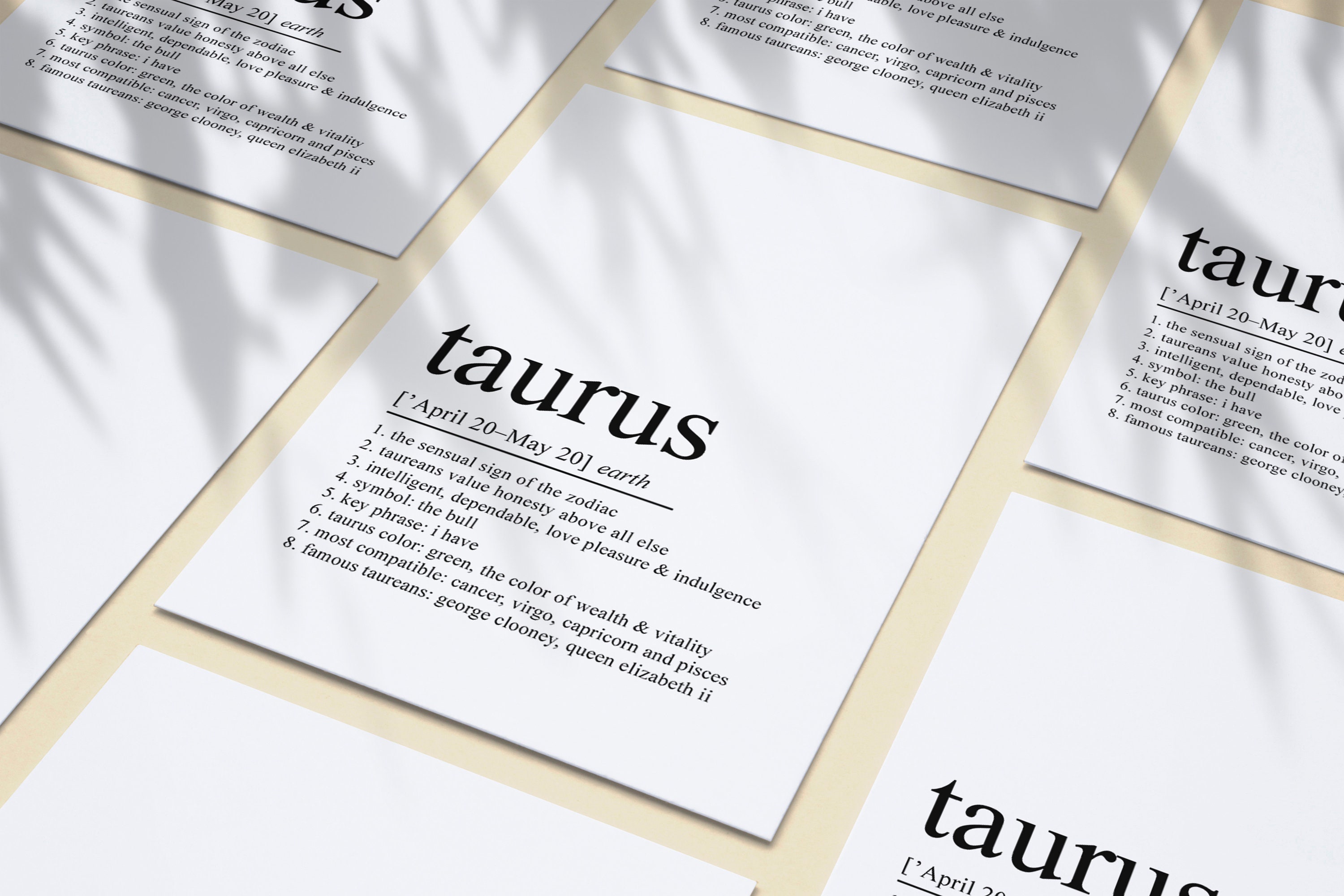 Taurus Definition Print Taurus Gifts Taurus Art Print - Etsy