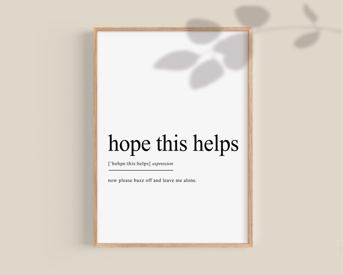 Funny Definition Print Hope This Helps Office Wall Decor - Etsy