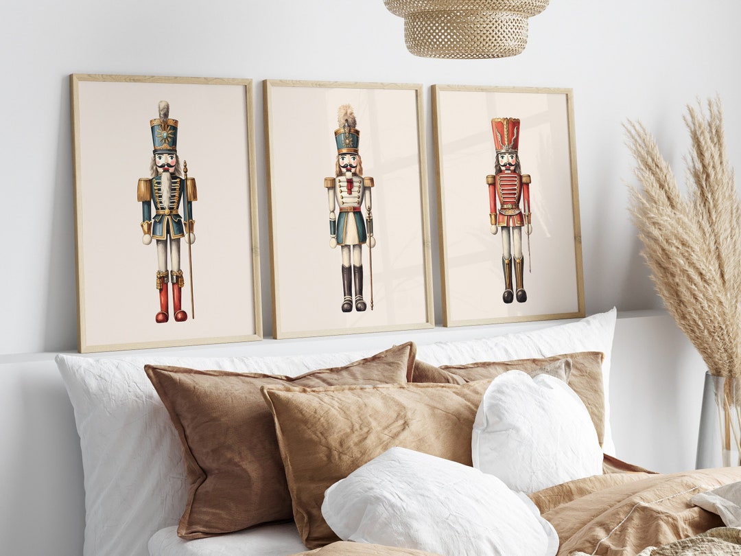 Nutcracker Prints Set of 3 Vintage Christmas Holiday Wall Decor Xmas ...