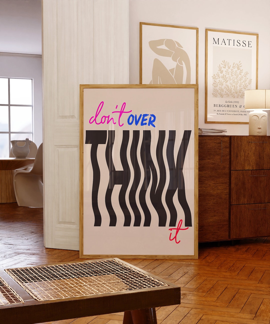 Motivational Wall Art Don't Overthink It Print Uplifting Quote Wavy ...