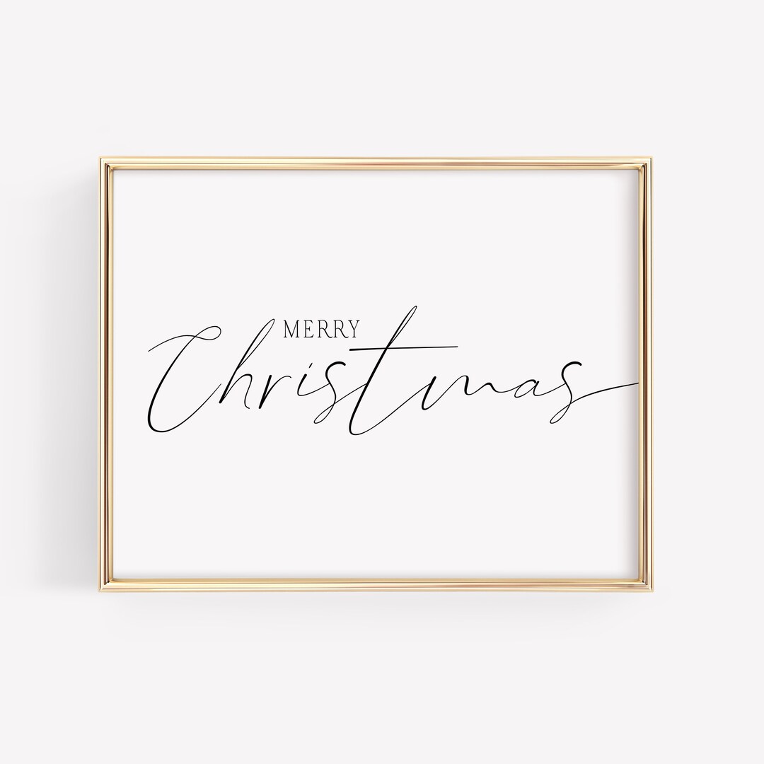 Classy Merry Christmas Script Font Sign Christmas Print Instant Digital ...
