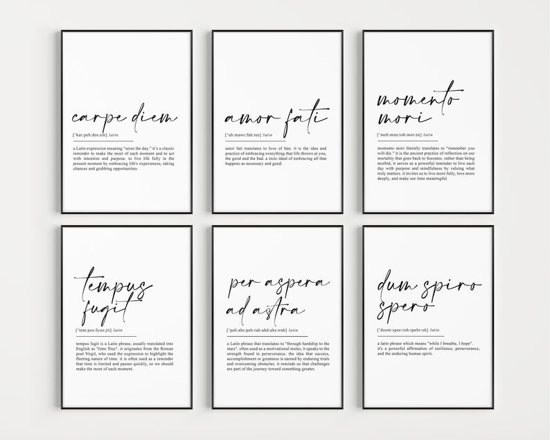 Latin Wall Art Set of 6 Latin Definition Prints Latin Quotes Poster ...