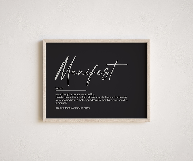 Manifest Definition Print, Manifest Poster, Manifest Prints, LOA Wall ...