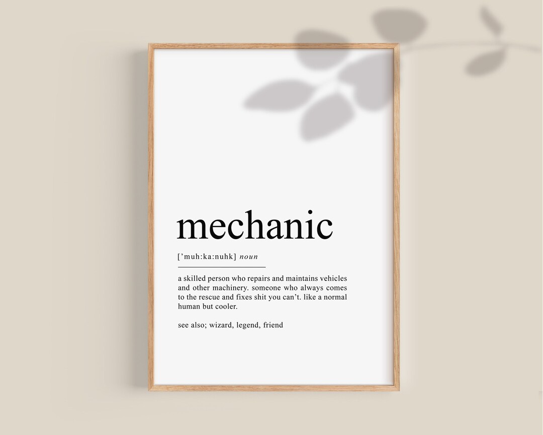Mechanic Gifts, Mechanic Definition Digital Print, Car Fixer, Gifts for ...