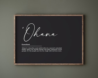Ohana Definition Print Hawaiian Wall Art Family Definition - Etsy
