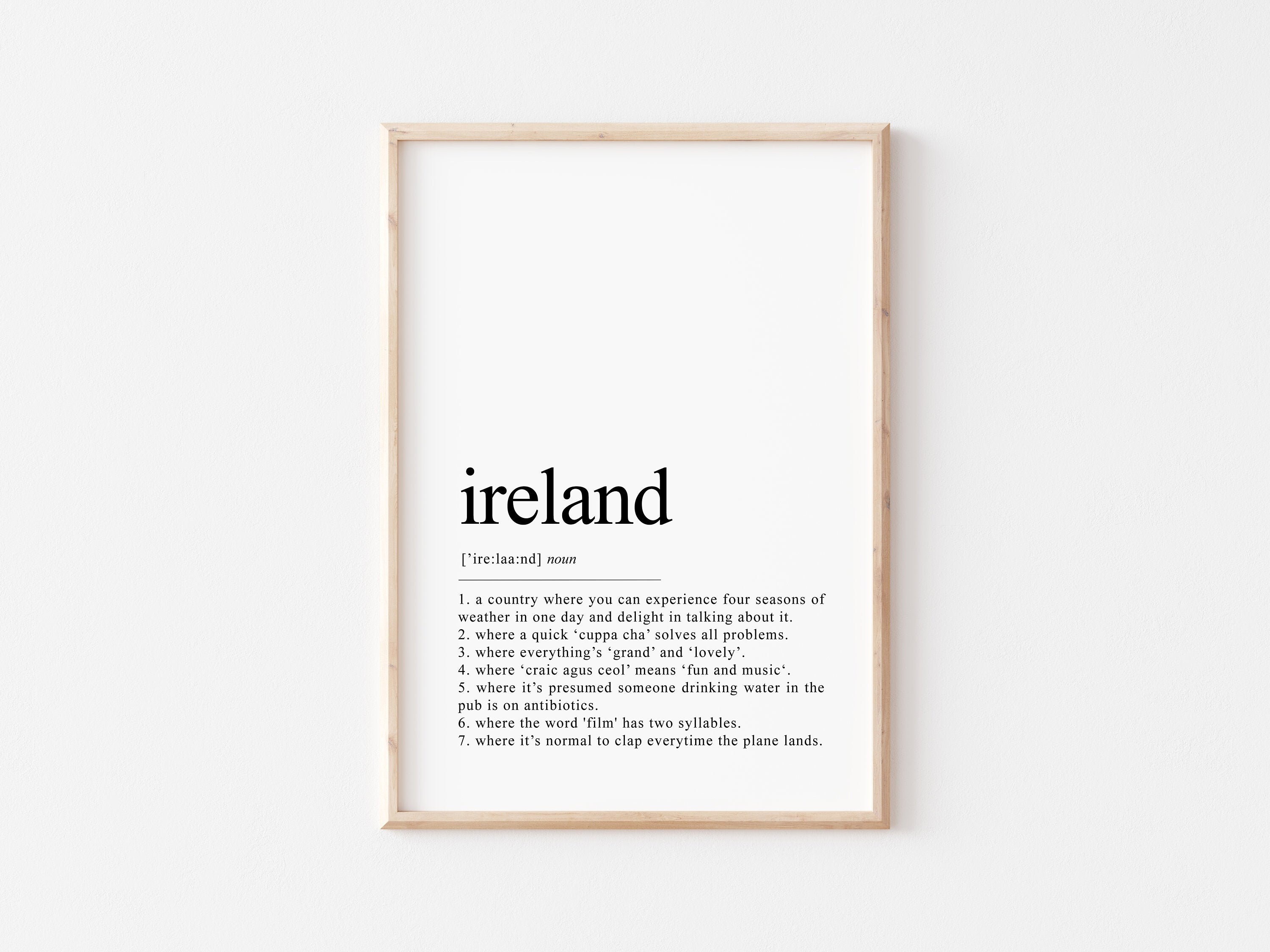 Irish Wall Decor Ireland Definition Ireland Print Irish - Etsy Canada