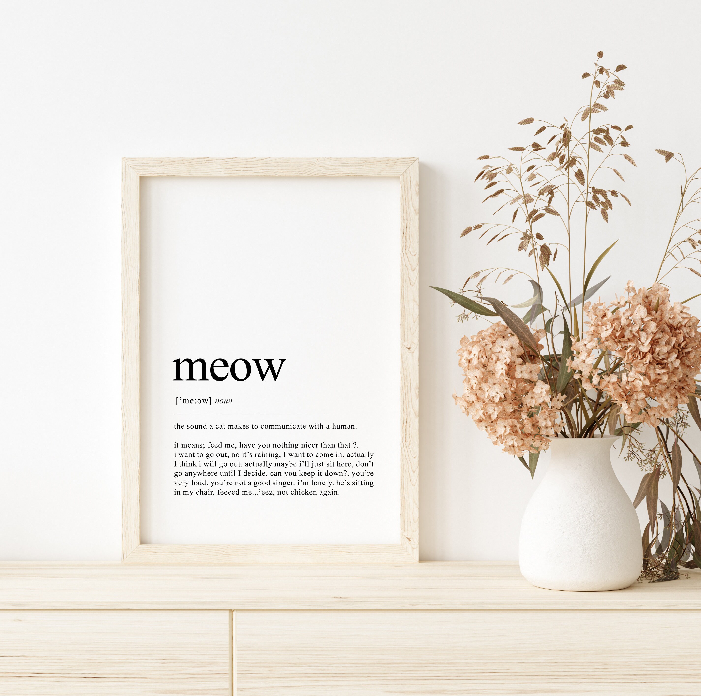 Meow Definition Print, Cat Lover Gift, Cat Lover, Cat Gifts, Cat Decor ...