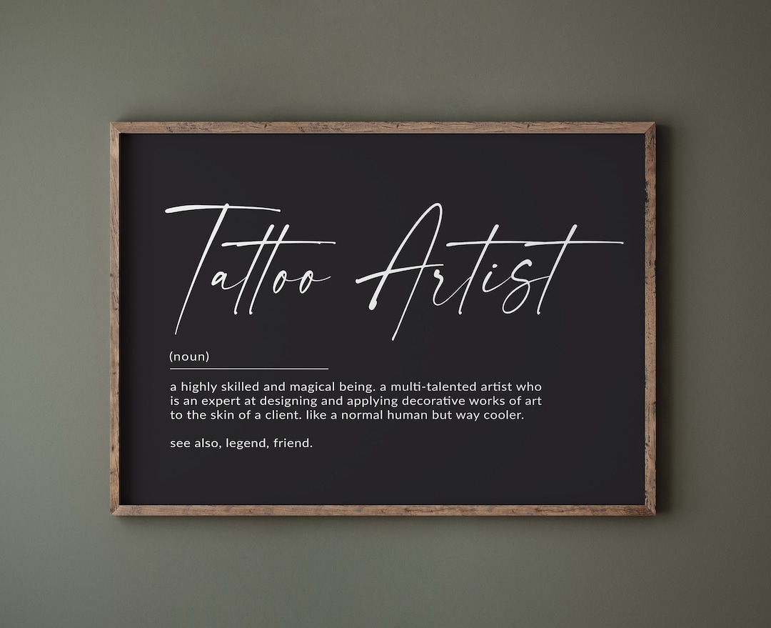 Tattoo Artist Definition Print, Tattoo Salon Decor Posters, Tattooist ...