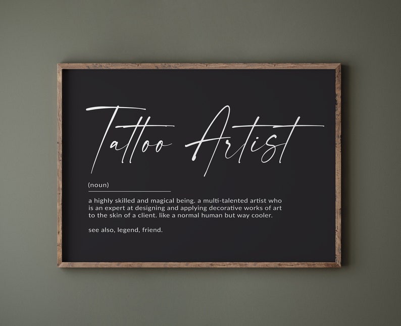 Tattoo Artist Definition Print Tattoo Salon Decor Posters - Etsy
