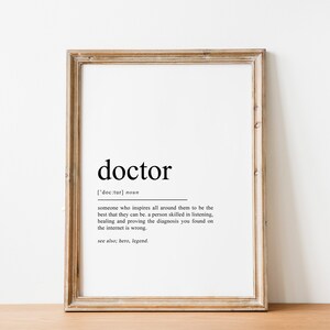 Doctor Definition Print, Doctor Poster, Doctor Gift, Gift for Doctor ...