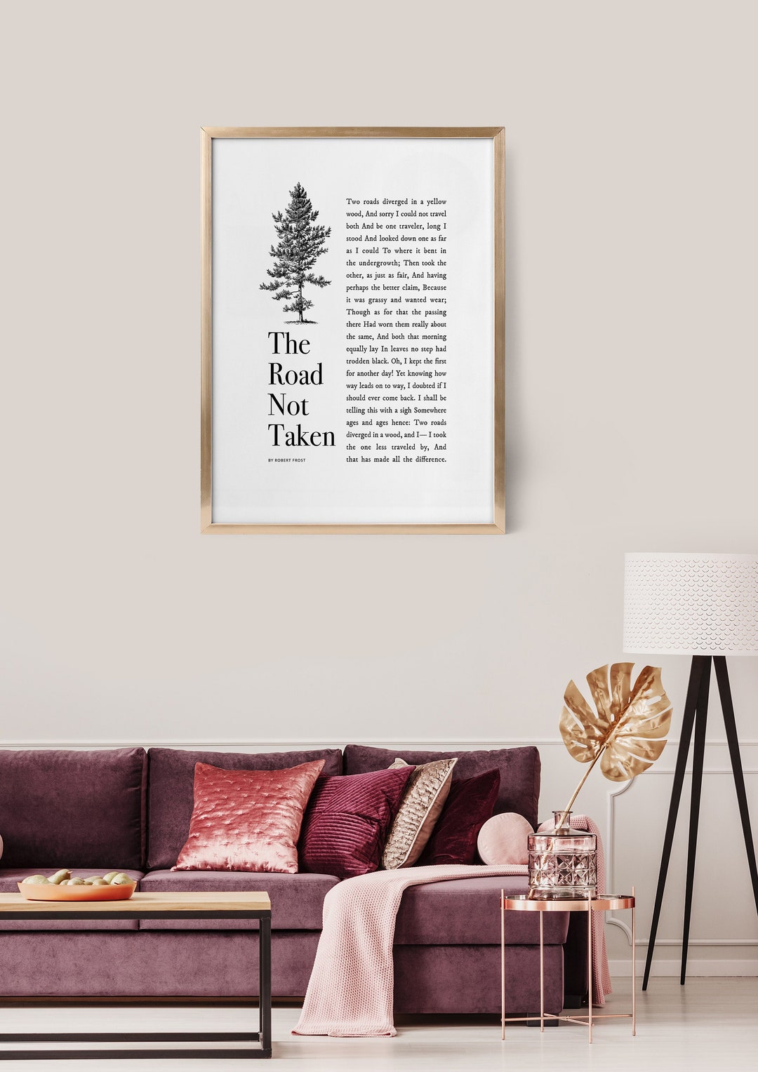 The Road Not Taken, Robert Frost Poem, the Road Not Taken Print ...