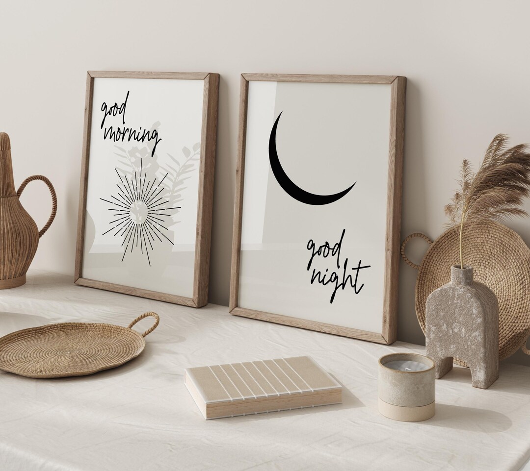 Good Night Print Good Night Moon Bedroom Wall Art Minimalist Above Bed ...