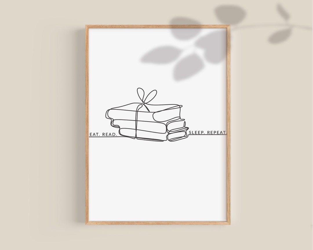 Eat Read Sleep Repeat Print: Book Lover Line Art (digital Download) - Etsy