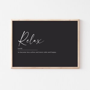 Relax Definition Print, Relax Dictionary Definition, Beauty Salon Decor ...