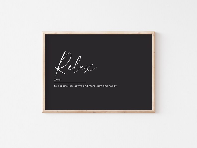 Relax Definition Print, Relax Dictionary Definition, Beauty Salon Decor ...