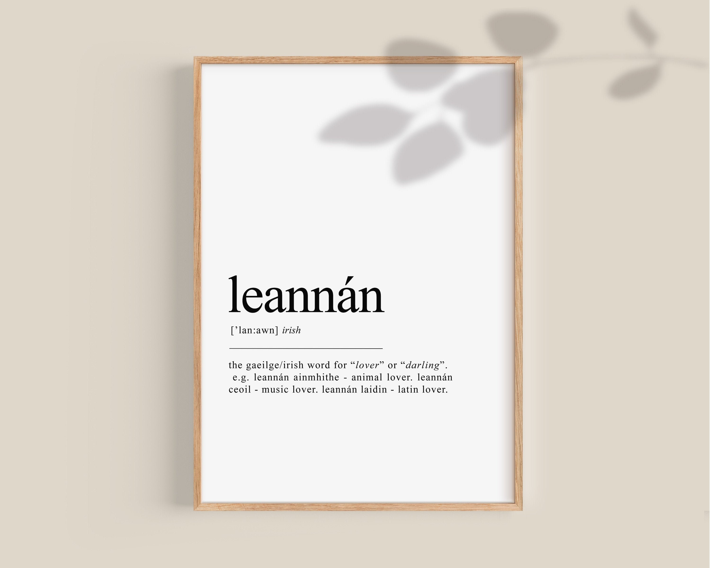 Leannán Irish Definition Print Irish Print Gaeilge Art - Etsy