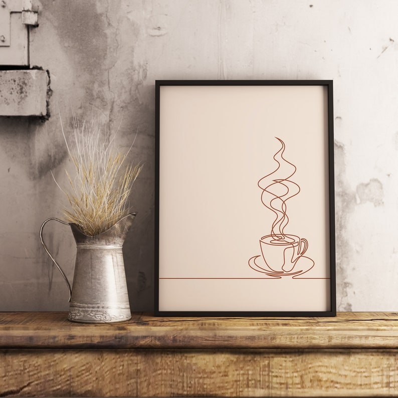 Coffee Line Art, Coffee Sign, Coffee Bar Decor, Coffee Print, Coffee ...