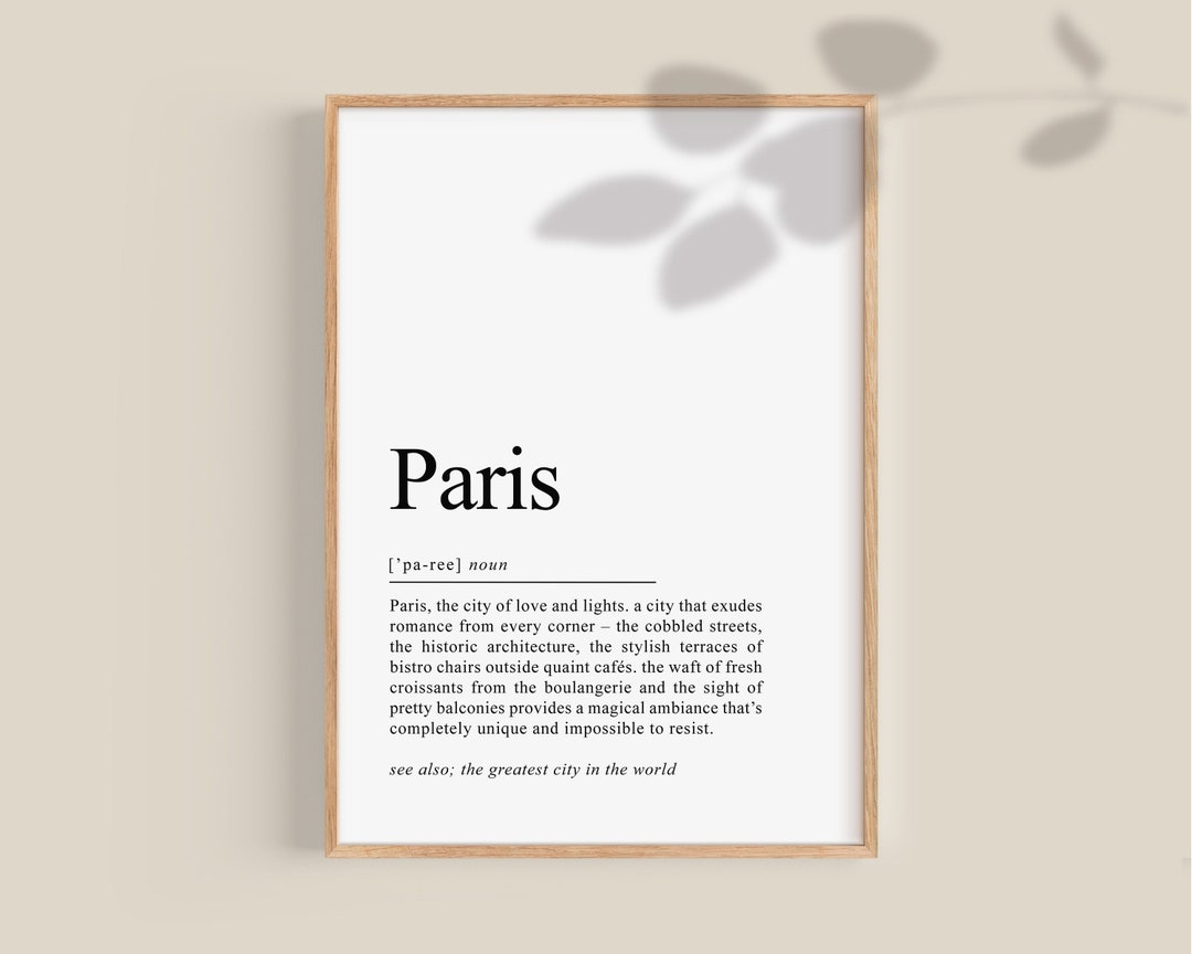 Paris Poster, Paris Souvenir, Paris Definition Print, Frenh Gift, City ...