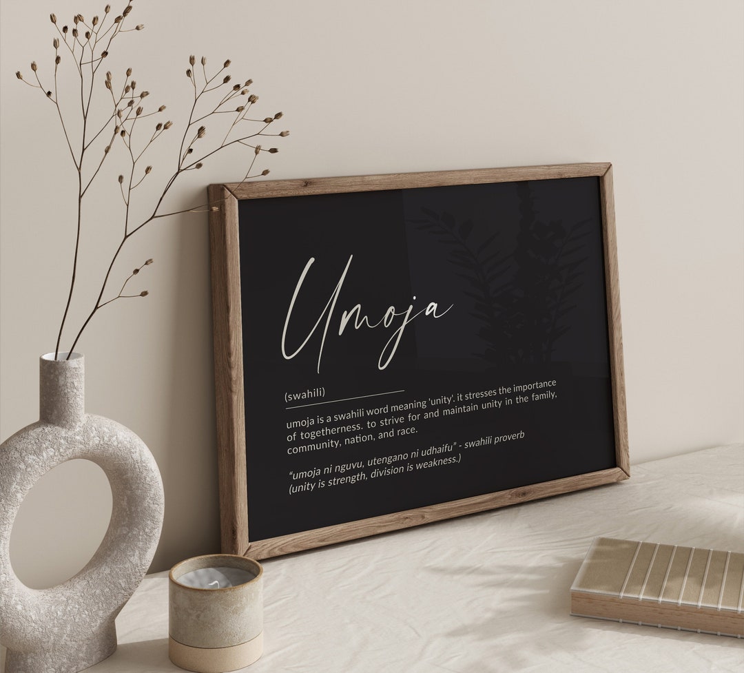 Umoja Definition Print, Unity Swahili Words Wall Art Kenyan Art, Kenya ...