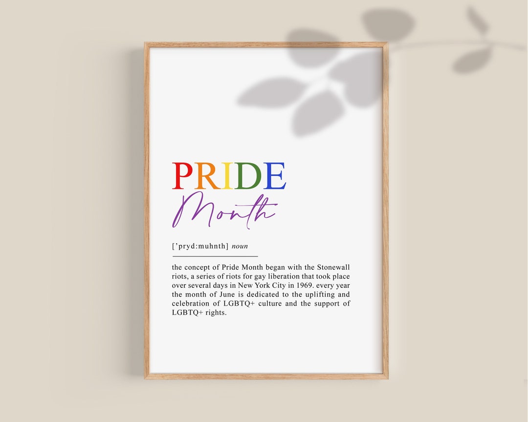 Pride Month Definition Poster, LGBTQ Gay Pride Month College Dorm Decor ...