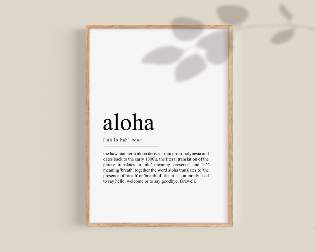 Aloha Definition Print Aloha Poster Hawaii New Home Decor Hawaiian Wall ...