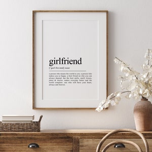 Girlfriend Definition Print, Girlfriend Gift, Gifts for Girlfriend ...