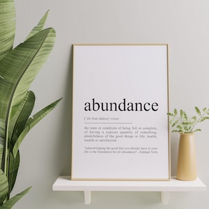 Abundance Definition Print, Manifestation Printables | Manifest ...