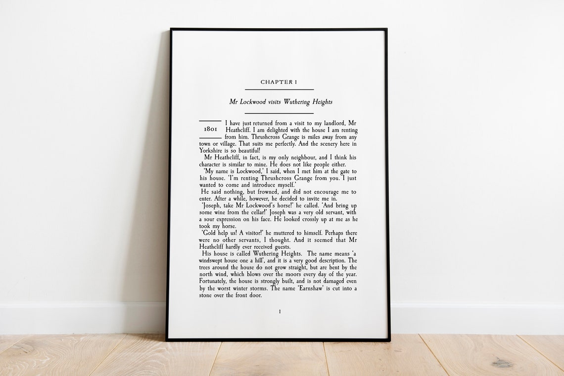 Wuthering Heights Print Emily Brönte Print Wuthering Heights | Etsy