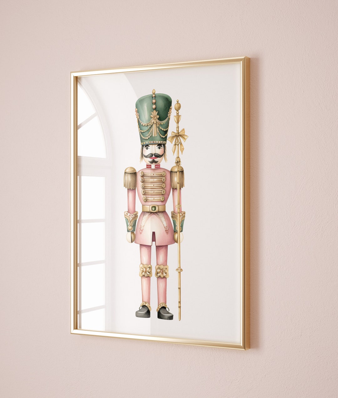 Pink Christmas Decor Nutcracker Print Holiday Wall Decor Vintage ...
