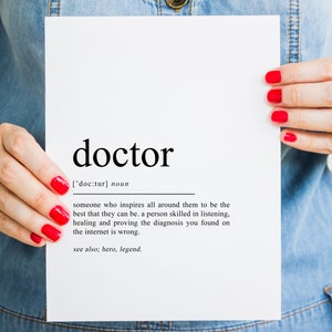 Doctor Definition Print, Doctor Poster, Doctor Gift, Gift for Doctor ...