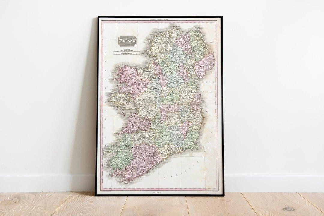 Irish Prints Map of Ireland Wall Art Irish Poster, Vintage Irish Art ...