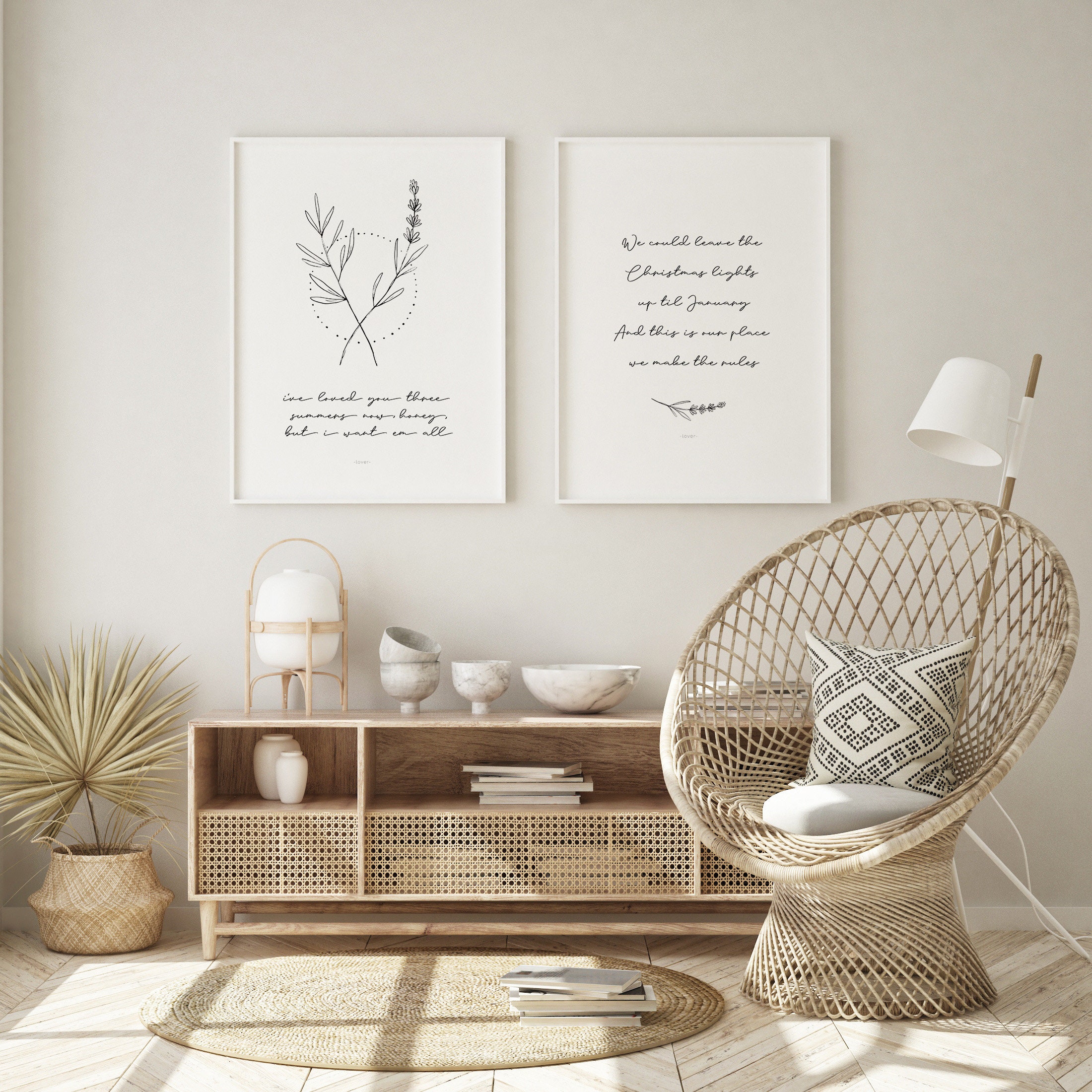 Taylor Swift Lyrics Wall Art Set Of 2 Lover Lyrics Quote Etsy