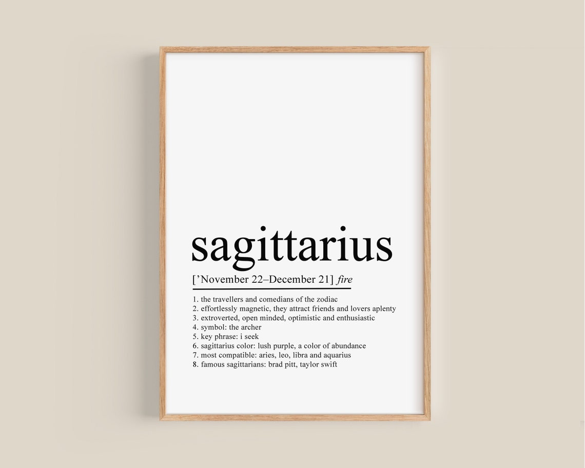 Sagittarius Definition Print Sagittarius Gift Sagittarius - Etsy