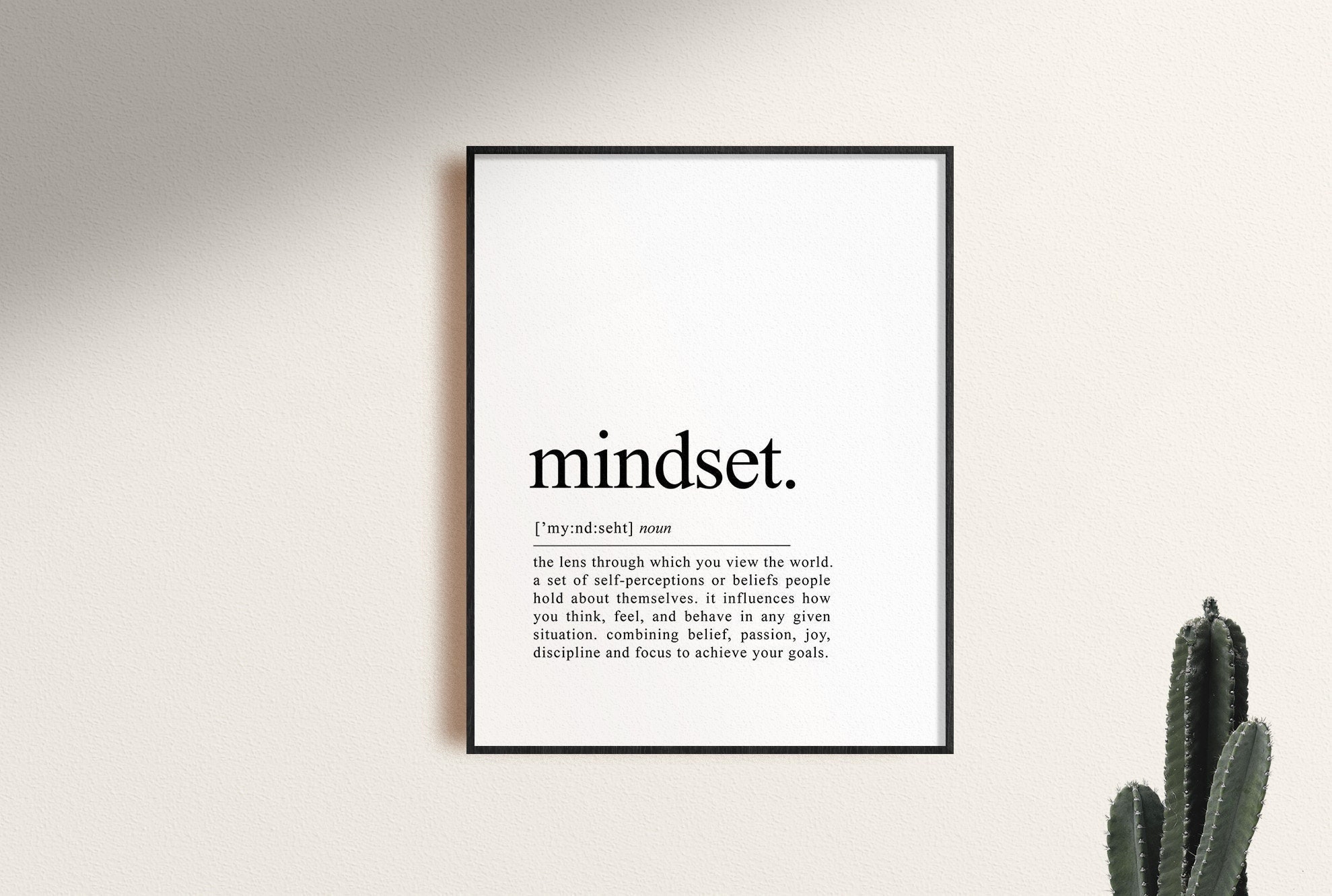 Mindset Definition Prints, Mindset Poster, Mindset is Everything Gift ...