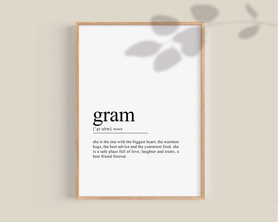 Gram Gifts, Gram Definition Print, Gift for Gram, Grandma Gift ...