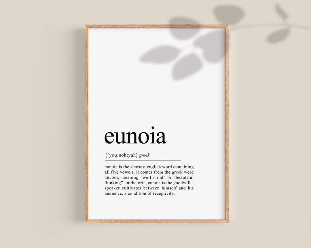 Eunoia Definition Print | Greek Print, Greek Gifts, Inspirational Wall Art, Motivational Quote ...