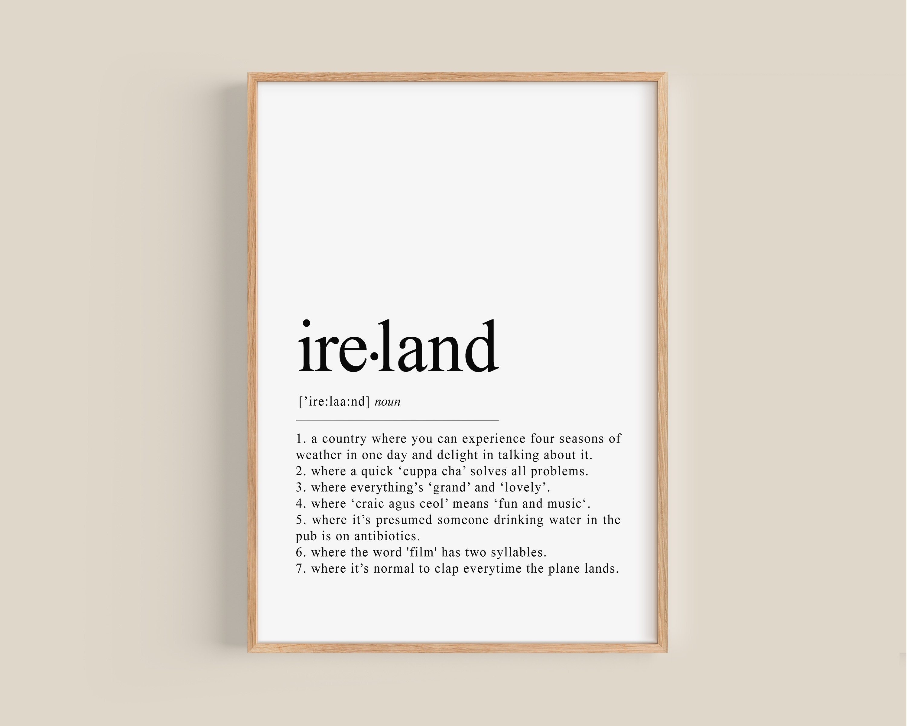 Irish Wall Decor Ireland Definition Ireland Print Irish - Etsy Australia