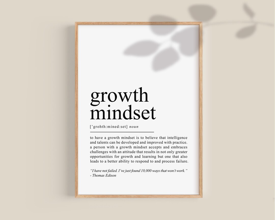 Growth Mindset Classroom Decor Definition Print, School Mental Health ...