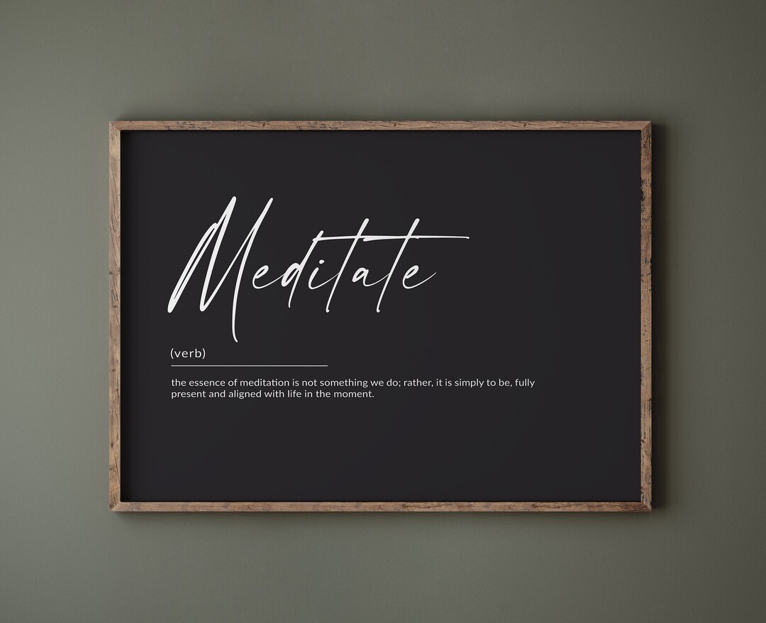 Meditate Definition Print, Meditation Print, Yoga Studio Decor, Yoga ...